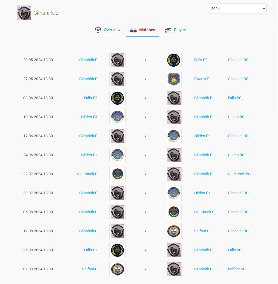 Team Fixtures for the Belfast Evening Ladies League (BELL) in the 2024 ...